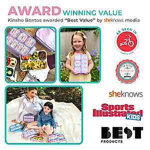 Unicorn Bento Lunch Box for Girls, Kids | Snack Containers with 4 Compartment Dividers, Boxes for Toddlers Pre-School Daycare Tween Lunches BPA Free, Food and Microwave Safe | Purple Rainbow Unicornio