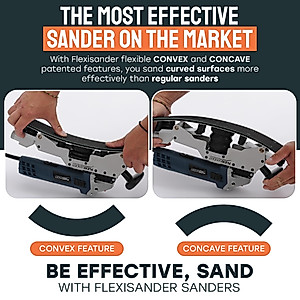 Electric flexible orbital sander Flexisander FS40070E 110 V, 15 3/4 x 2 3/4 in, sands curved surfaces, fastening system with dust extraction, vehicle body repairers, shipbuilders, composite, wood