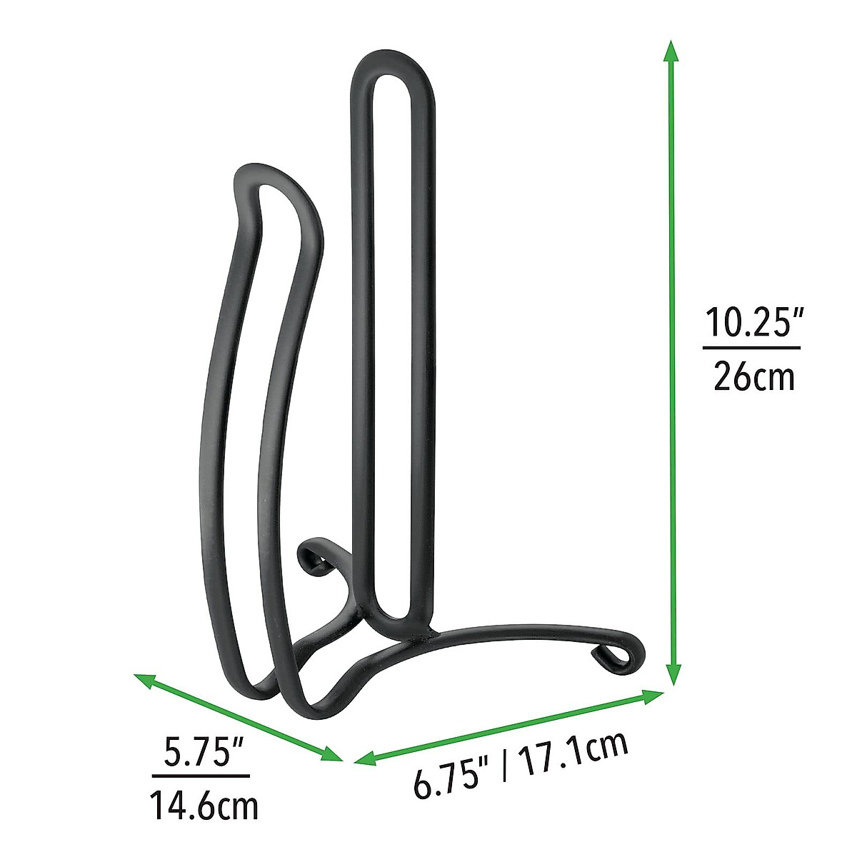 mDesign Modern Metal Vertical Paper Towel Holder Stand and Dispenser, Fits Standard and Jumbo-Sized Rolls for Kitchen Countertop, Pantry, Laundry/Utility Room, Garage Storage - Matte Black