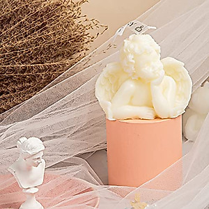 Nuanchu 2 Pieces Angel Candle Soy Scented Candle Wax Vegan Candle Cute Decorative Candle White Angel Candle Cake Candle Handmade Aesthetic Candle for Home Decor Bedroom Bathroom Wedding