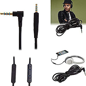 QC25 Replacement Cable Cord Bose QC15 Cord Replacement with MIC and Volume Control Compatible with Bose QuietComfort 25 QC 25/QC35/Bose On-Ear 2/OE2/OE2i/AE2i/Soundlink/SoundTrue (Black+Storage Case)