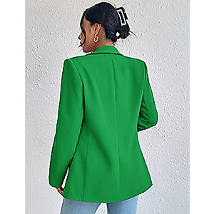 Perbai Women's Long Sleeve Open Front Blazer Casual Shawl Collar OL Work Office Suit Jacket(Green-XS)