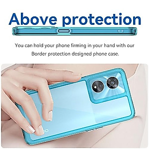 Case for Oneplus Nord N20 SE,Flexible Press Button,Transparent case,Anti-Fingerprint.360°Full Protection-Blue(Transparent)