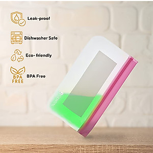 Bssential Reusable Food Silicone Storage Bags with Marker Included - 10 Pack (3 Reusable Gallon Bags + 4 Leakproof Reusable Sandwich Bags + 3 Food Grade Snack Bags) Dishwasher Safe, Leakproof Sandwich Bags, Bags for Lunch, Food Containers & Travel Essenti