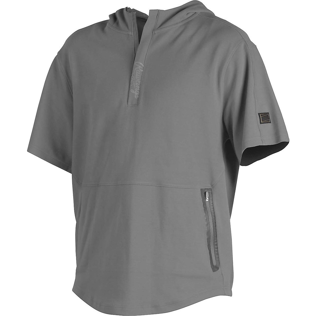 Rawlings Gold Collection Adult 1/4 Zip Short Sleeve Batting Practice Hooded Jacket, Blue Grey, Large