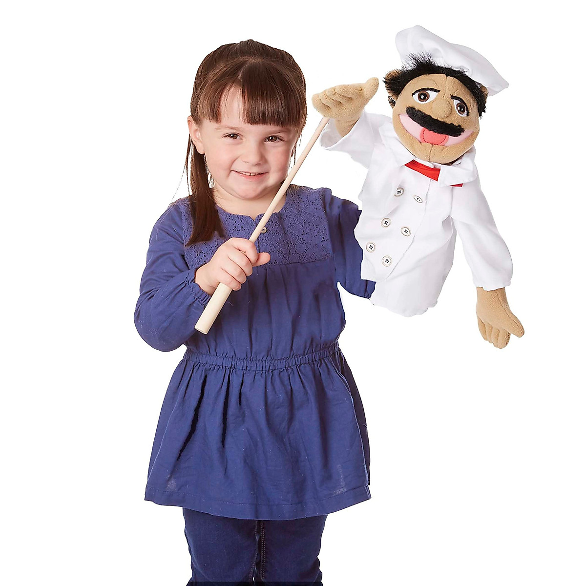 Melissa & Doug Chef Puppet (Al Dente) with Detachable Wooden Rod - Pretend Play Chef Puppet Chef Pepe
