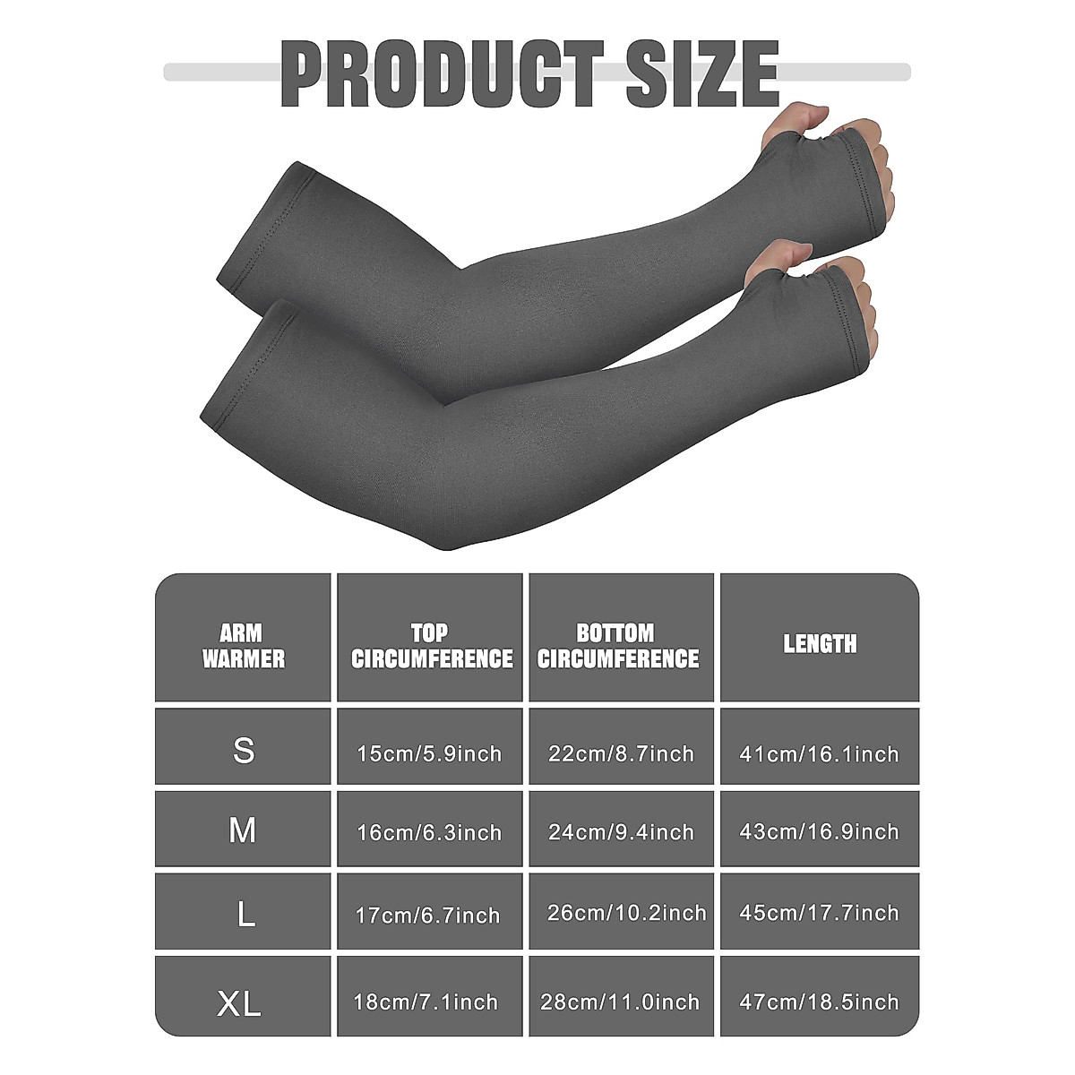 Newcotte 4 Pairs Warmers Thermal Arm Sleeves Warm Long Arm Cover with Thumb Holes for Adults Men Women Outdoor Sports(Medium)