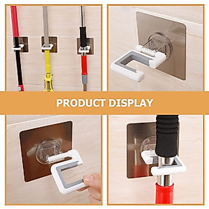 Zerodeko 2pcs Mop Holder House Organization Must Haves Mop Broom Holder Wall Mounted Wall Rack Hooks Broom Organizer Wall Mount Suction Cup Hook Mop Hook Plastic Self-Adhesive