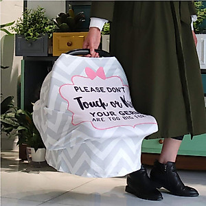 Breathable Multifunctional Infant Carseat Canopy, Baby Car Seat Cover, Soft for Taking as Baby Apron Girls Baby Blanket Boys(Gray Ripple Girl))