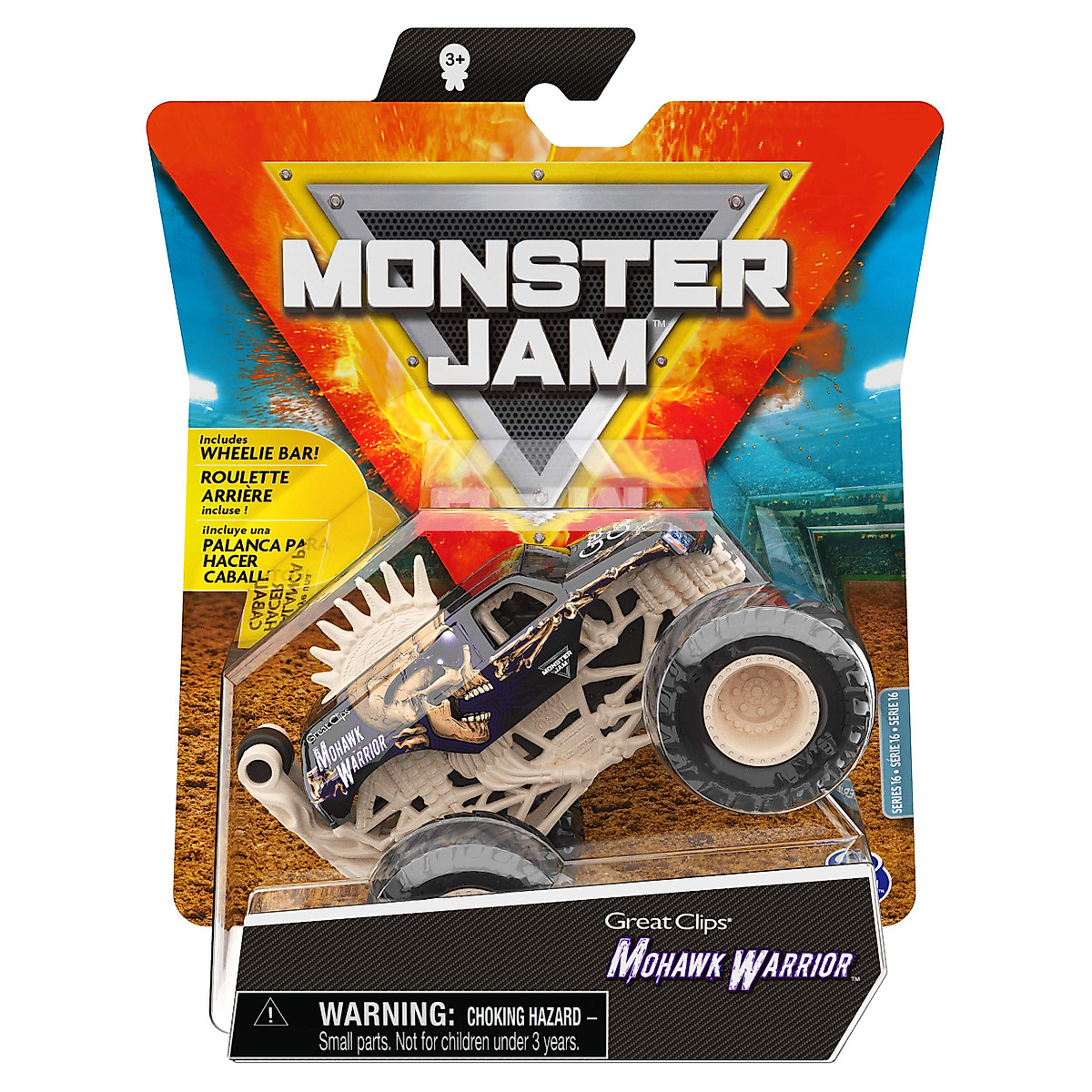 Monster Jam, Official Mohawk Warrior Monster Truck, Die-Cast Vehicle, Bone Yard Trucks Series, 1:64 Scale