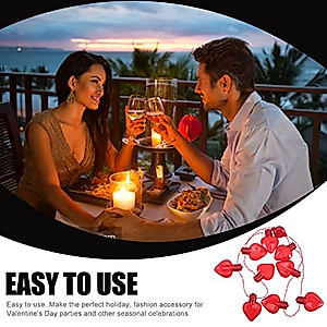 Amosfun LED String Light Bulbs Heart Necklace Glow Bulb Props Holiday LED Light Bulbs Necklace Valentine's Day Heart Shaped Accessories Party Favors Heart Shaped Necklace Light LED Decor