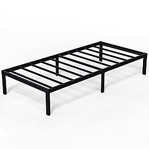 EMODA 14 Inch Twin Bed Frames No Box Spring Needed, Heavy Duty Metal Twin Platform Bed Frame, Noise Free, Easy Assembly, Black