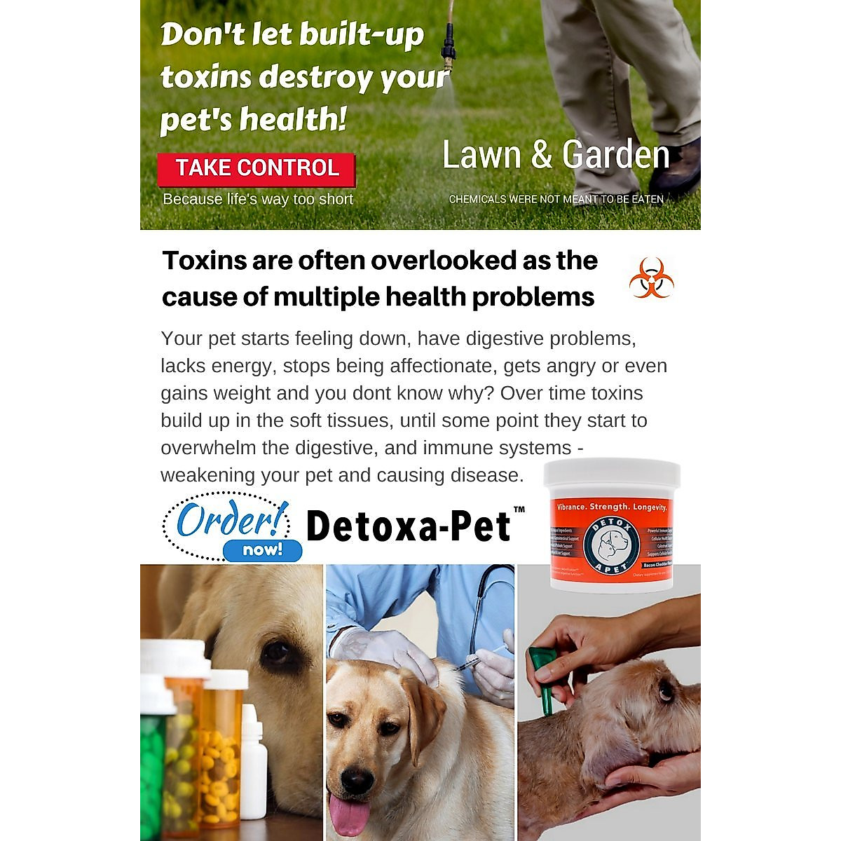 DETOXA-PET Powder, Powerful Nutritional Supplement for Pets, Works Wonders! Dog & Cat Detox, Liver Detox for Dogs, Cats,10 Bill CFU Probiotics, Enzymes, Herbs, Vitamins, Minerals, Immediate Benefits!