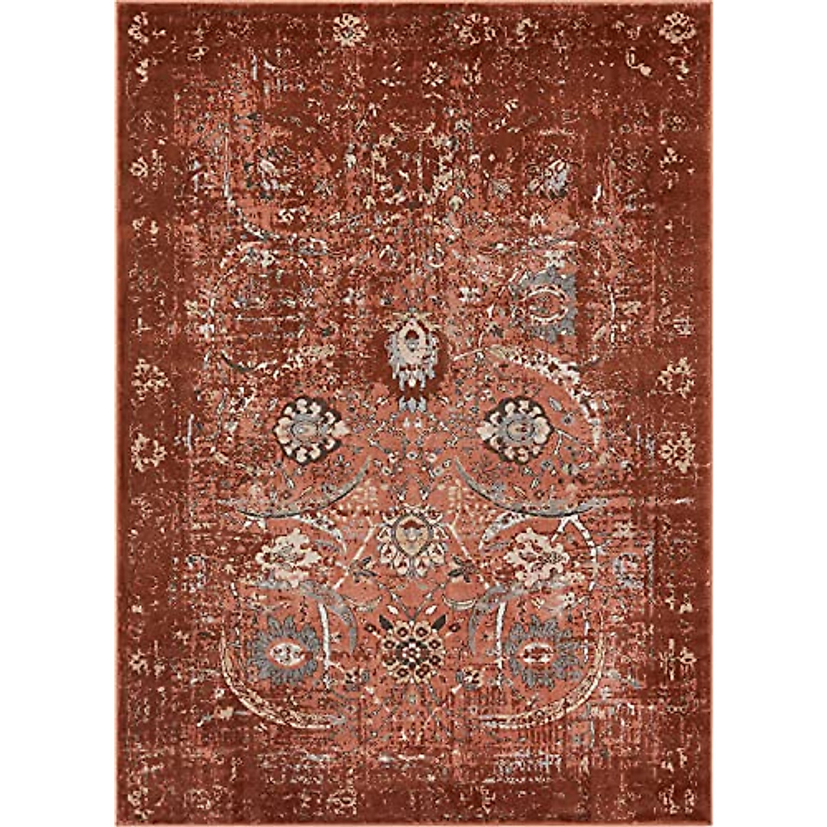 Well Woven Elle Copper Persian Vintage Shiraz (3'11" x 5'3") Area Rug Red Distressed Rust Modern Oriental Carpet