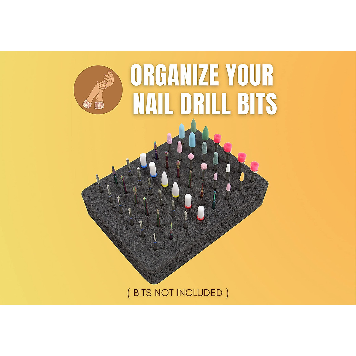 Polar Whale 2 Nail Drill Bit Holders Organizer Stand Durable Black Foam Washable Waterproof Storage Container Tray for Professional or Home Use Bathroom Bedroom Vanity Salon Each Holds up to 48 Bits