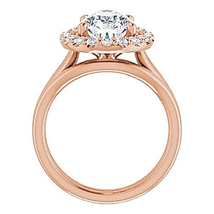 Pear Moissanite Engagement Ring Set 3 CT Handmade 10K Solid Rose Gold Rings for Women Solitaire Colorless Diamond Anniversary Halo Bridal Wedding Ring Proposal Gifts VVS1 Colorless
