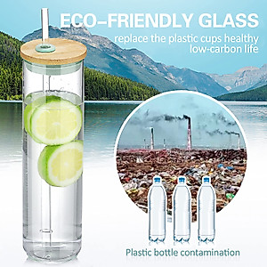 Kodrine 28oz Glass Water Bottles with Straw and Bamboo Lid, Wide Mouth Water Tumbler with Time Marker,Straw Silicone Protective Sleeve BPA FREE-Olive