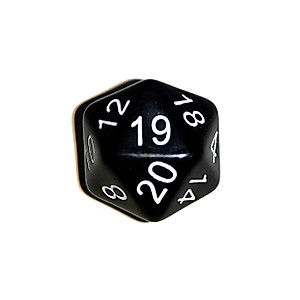 Black with White Numbers d20 Initiative Advantage Die for Role-Playing Games. 20 Sided RPG Dice