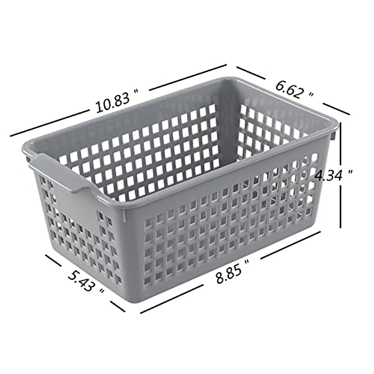 Ggbin 6 Pack Desktop Storage Basket, Plastic Organizer Bin, Gray