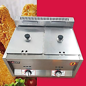 2 Pan 6L Pans Gas Deep Fryer Countertop, Commercial Food Warmer Heater Stainless Steel Buffet Countertop Heating Pot Steamer Soup Warmer for Catering and Restaurant