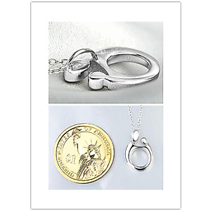 Sterling Silver Necklace Polished Mother and Child Family Love Pendant Necklace 18''