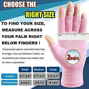 2 Pairs Fingerless Arthritis Compression Gloves for Women Men, Hand Glove Support and Warmth, Relieve Pain from Carpal Tunnel, Rheumatoid, Osteoarthritis, RSI, Typing (Large, Pure Black1+Grey1)