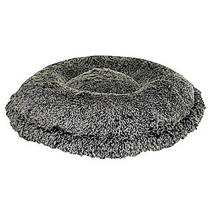 Bessie and Barnie Midnight Frost/Siberian Grey Luxury Shag Ultra Plush Faux Fur Bagelette Pet/Dog Bed (Multiple Sizes)
