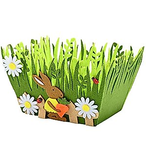 HEPVET Easter Egg Baskets,Non-Woven Fabric Square Small Empty Baskets, Square Easter Baskets Easter Woven Basket Easter Eggs Hunt Basket for Party Gifts Candy Gifts Storage