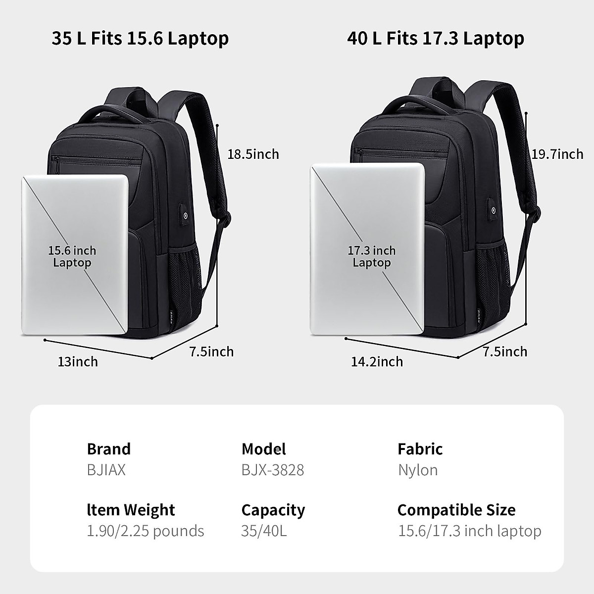Travel Laptop Backpack, Anti Theft Backpack for Men Women with USB Charging Port, Water Resistant Computer Backpacks Bag Fits 15.6 Inch Computer and Notebook