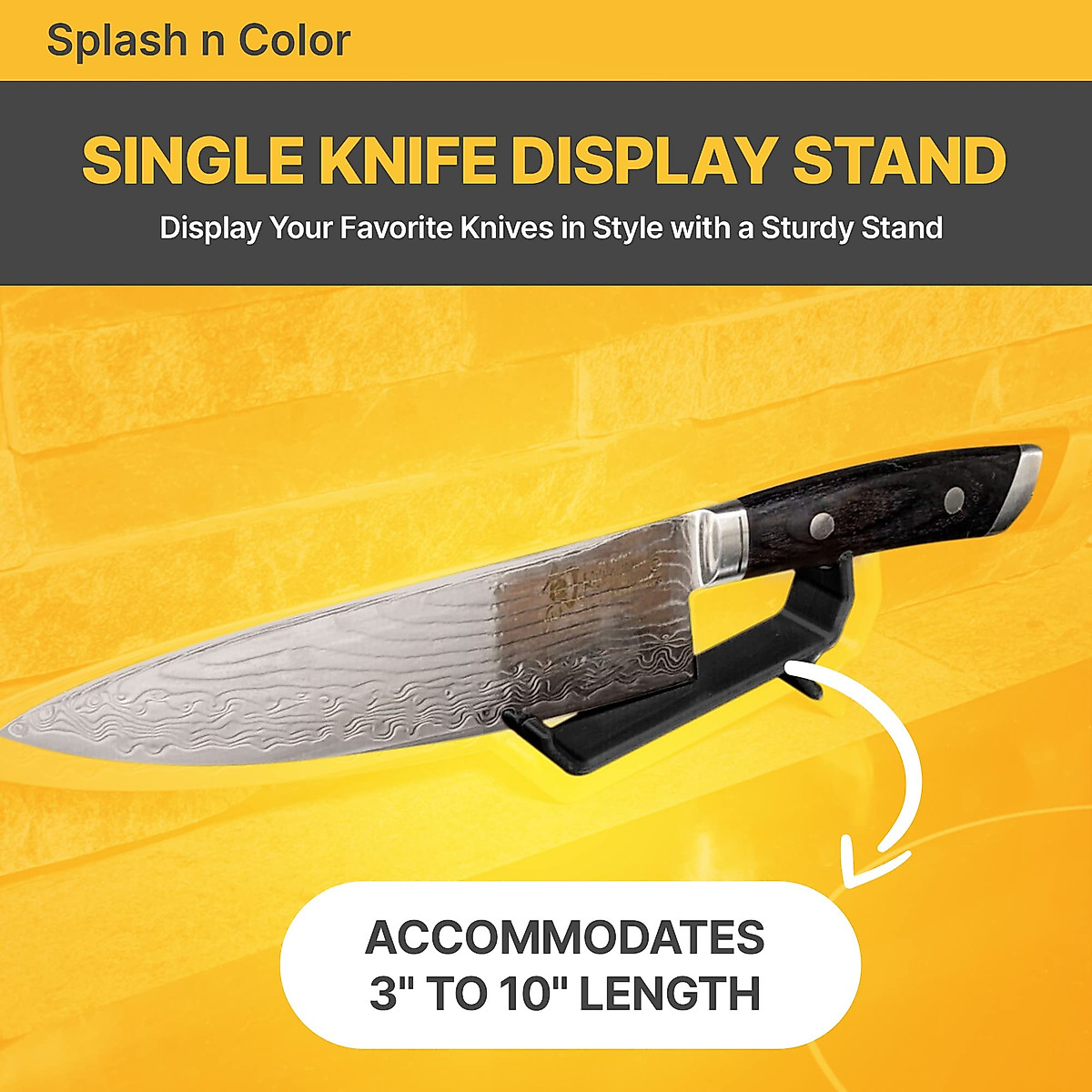 Single Knife Display Stand - Display Your Favorite Knives in Style with a Sturdy Stand - Accommodates 3" to 10" Length - Show Quality Multi-Color Knife Mount for Kitchen