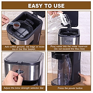 LITIFO Iced Tea Maker and Iced Coffee Maker Brewing System with 2-quart Pitcher, sliding strength selector for Taste Customization, Stainless Steel (Blue)