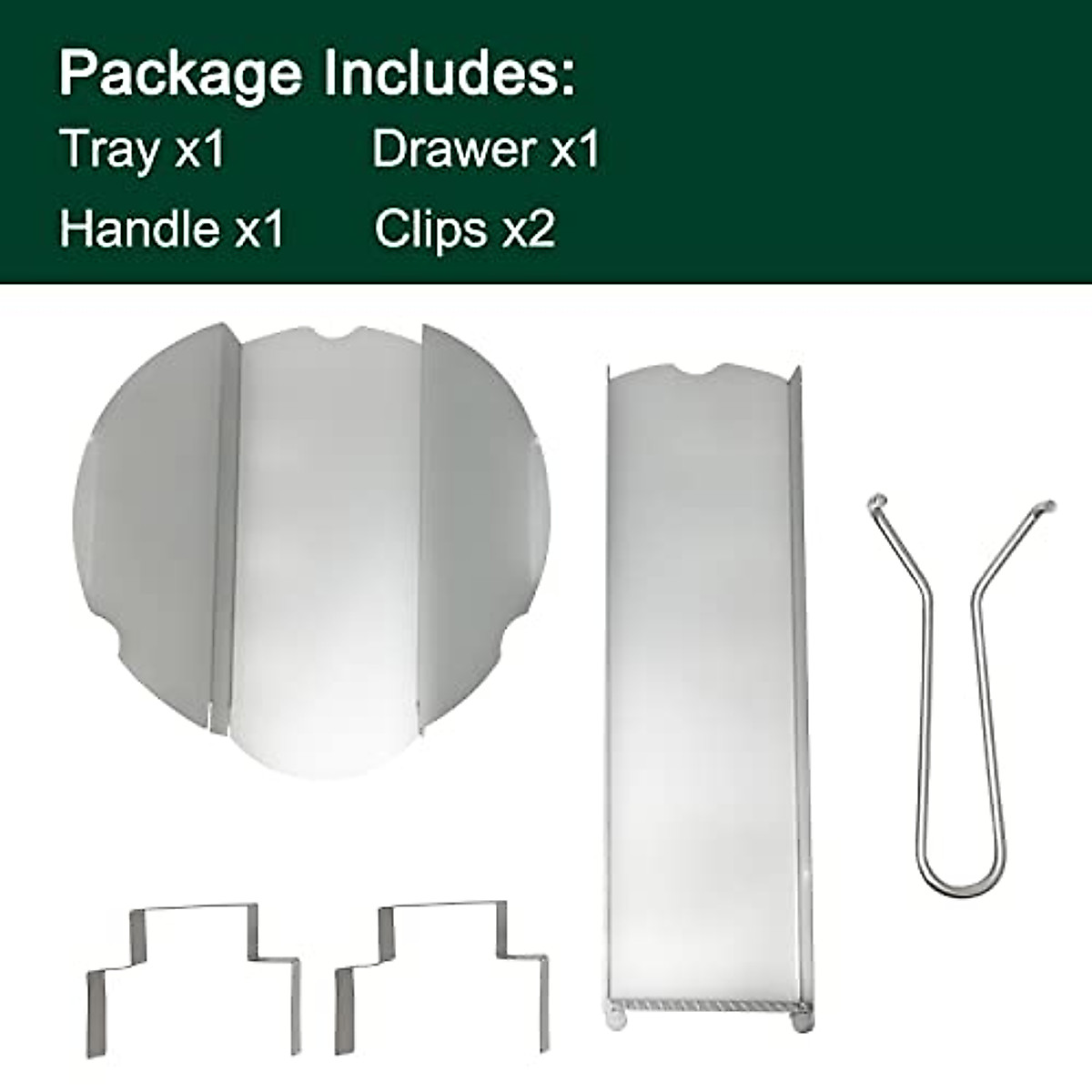 Quantfire Upgrade Removable Slid Out Ash Drawer for Large Big Green Egg Accessories, Green Egg Replacement Parts Ash Clean Tool, Stainless Steel