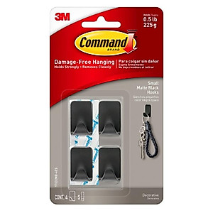 Command 3M [Removable]: Small Matte Black Hooks [4 Hooks/Pack] (Matte Black)
