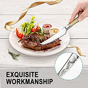 Gold Silverware Set, 20 Piece 18/10 Stainless Steel Flatware Set for 4, ASKSCICI Forks and Spoons Silverware Set for Kitchen and Family Gatherings