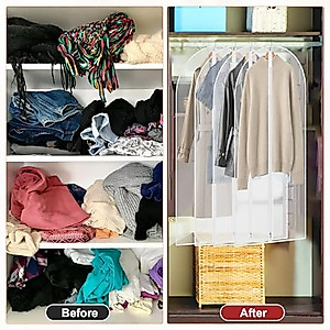 Jeffdad 2 Pack Suit Long Garment Bags, 60 x 140 cm Thickened Garment Protective Cover Hanging Coat and Suit Dust Bag for Evening Dresses, Fur Coat, Dresses and Suit