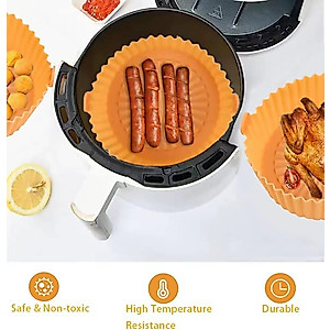 Air Fryer Silicone Pot 2 Pack, Reusable Air Fryer Liner, Fit 2-3 QT, Air Fryer Oven Accessories, Flammable Parchment Liner Replacement.(Blue Orange)