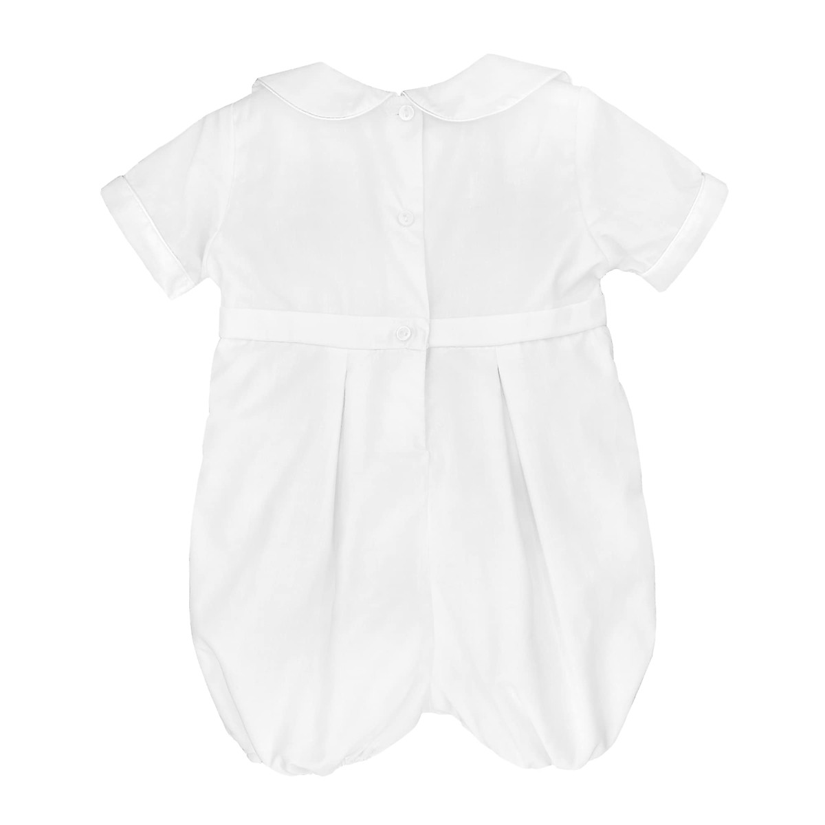 Petit Ami Baby Boys' Hand-Embroidered Cross Christening Romper, 12 Months, White