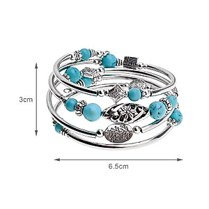 Micro Traders Layered Bohemian Bracelets Turquoise Beaded Chakra Green