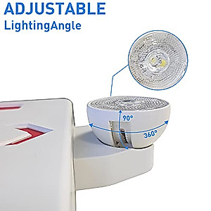 Exit Sign with Emergency Exit Lights, OSTEK ABS Fire Safety Red Emergency Exit Sign with 2 Adjustable Flood Lights, Double Face and 90min Long Backup Battery, (UL Certified 120-277V) (1pack)