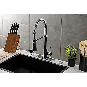 Kingston Brass LS8777DL Concord Pre-Rinse Kitchen Faucet, Matte Black/Polished Chrome