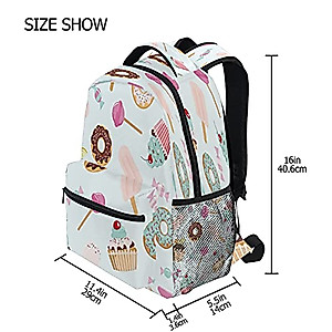 Cupcake Ice Cream Donut School Bag Backpack College Bookbag,Lollipop Fruit Laptop Backpacks Computer Bag Travel Hiking Camping Daypack for Women Girls Men Boys Students