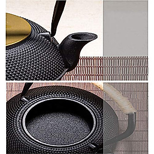 tetsubin Cast iron tea kettle japanese workshop teapot hobnail pattern with Stainless Steel Infuser【20 oz black】