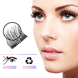 No Glue Magnetic Eyelashes, Magnetic Lashes Natural Look, 0.2mm Ultra Thin Magnet Lightweight & Easy to Wear Reusable Lashes Extensions