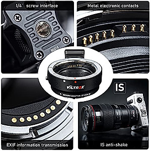 VILTROX EF-EOS M Lens Mount Auto Focus Adapter, Compatible with Canon EF/EF-S Lens to Canon EOS M (EF-M Mount) Mirrorless Camera Body EOS M100 M50 M3 M10 M6 M5