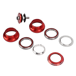 HERCHR Bike Headset, 34mm Bike Aluminum Alloy External Double Bearings Front Fork Stem Headset for Mountain Road Bike(Red)