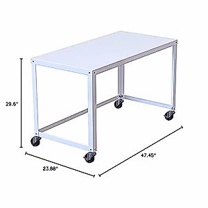 Office Dimensions 21647 White RTA 48" Wide Mobile Metal Desk Workstation Home Office Collection