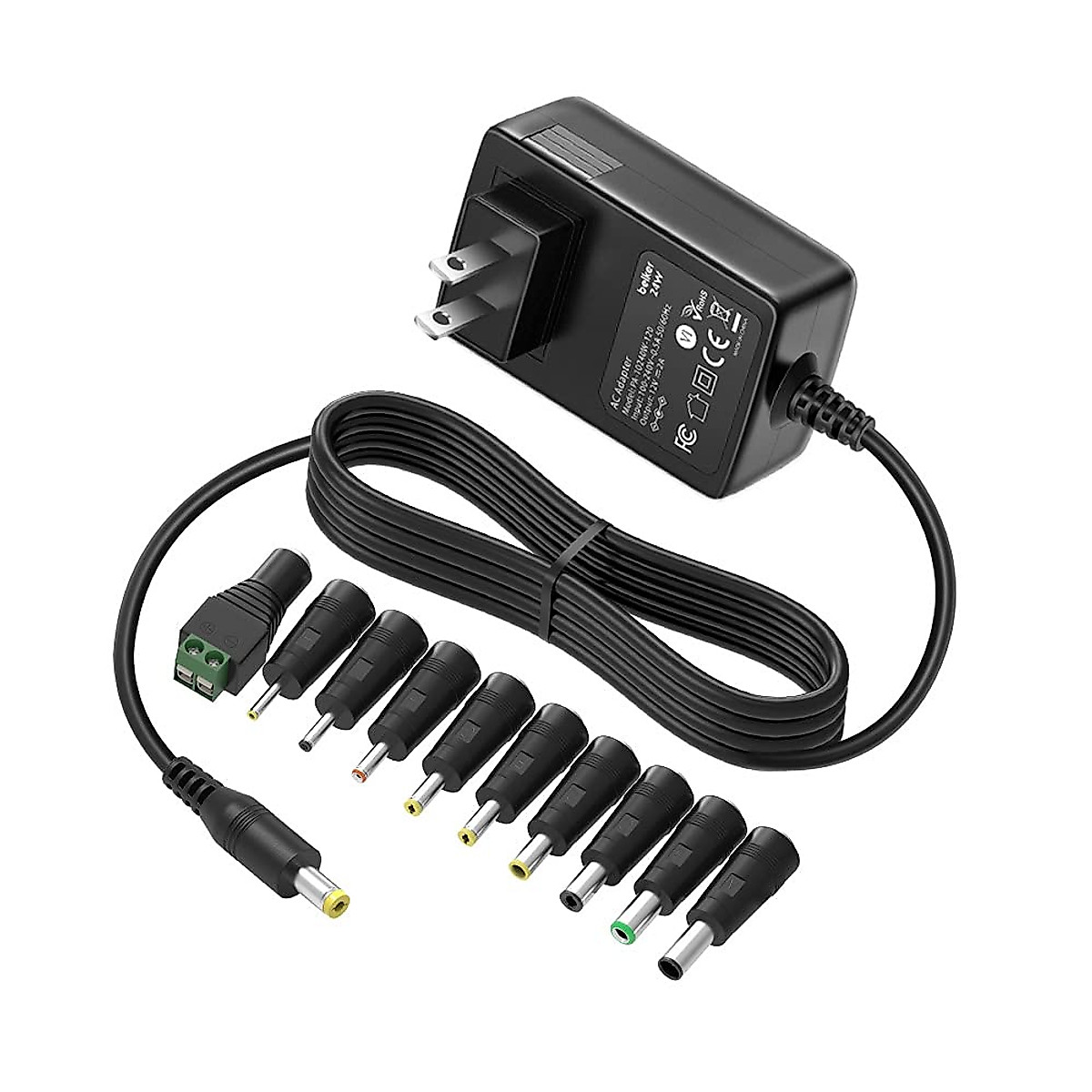 Belker 12V 2A 1.5A AC Adapter Charger Power Adapter Supply for 12 Volt Electronics - 2000mA Max.