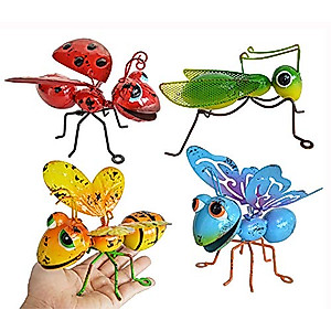 GIFTME 5 Metal Garden Sculptures Statues Yard Art Decoration,Set of 4 Garden Decor Perfect Hanging The Tree, Porch,Backyard or Patio Wall Decor