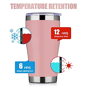 MEWAY 20oz Stainless Steel Tumbler,Vacuum Insulated Coffee Cup Tumblers with Lid,Double Wall Powder Coated Travel Mug Gift for Women Man,Thermal Cups Keep Drinks Cold & Hot(Pink,1)