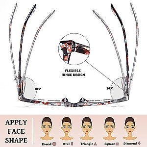 CCVOO 6 Pack Oprah Style Reading Glasses for Women Blue Light Blocking Computer Square Readers with Spring Hinge Men (A2 Mix, 2.0)